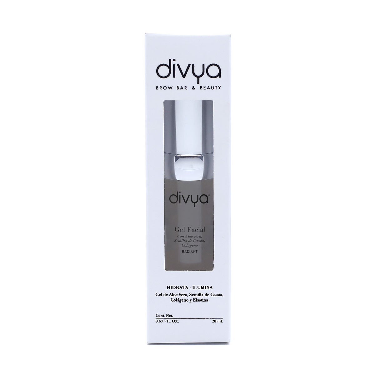 Radiant ( Gel facial) con aloe vera, semilla de cassia, colágeno – divya
